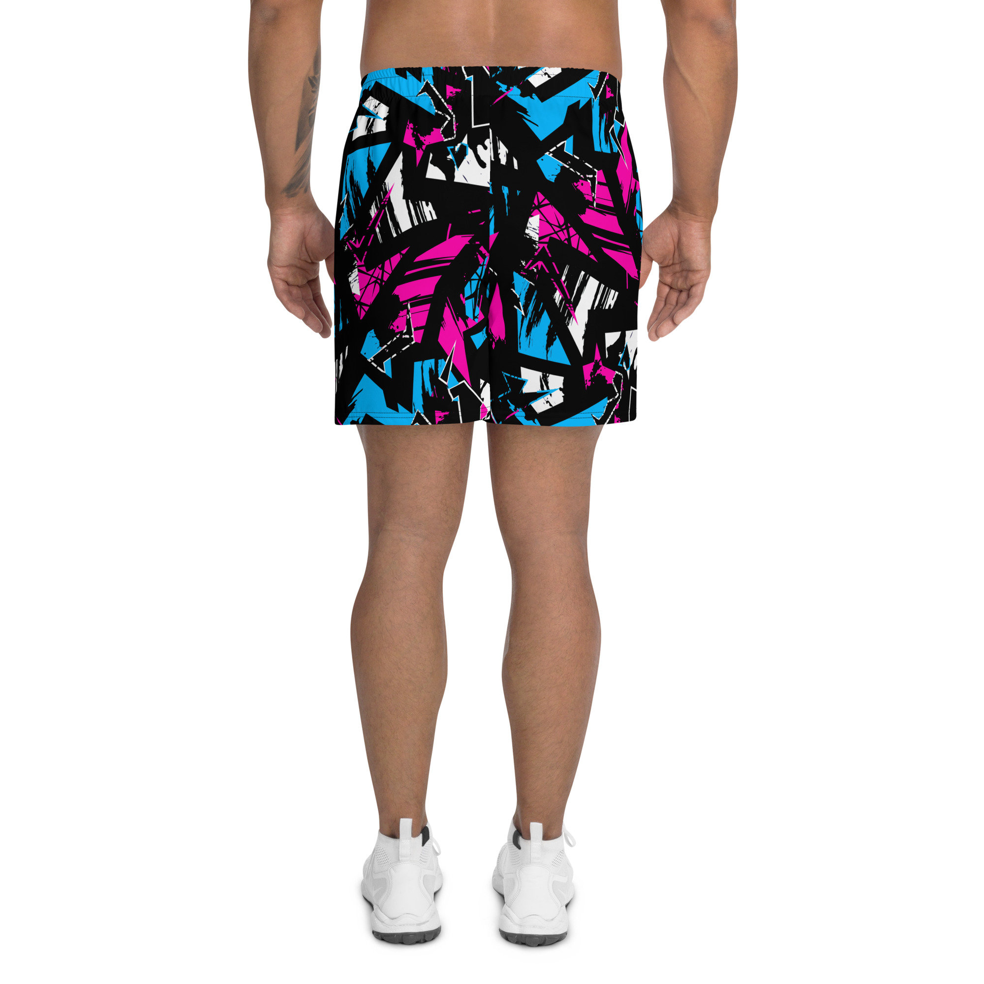 Mens Athletic Shorts - Abstract #2 - Geometric Art Neon Retro 80s 90s ...