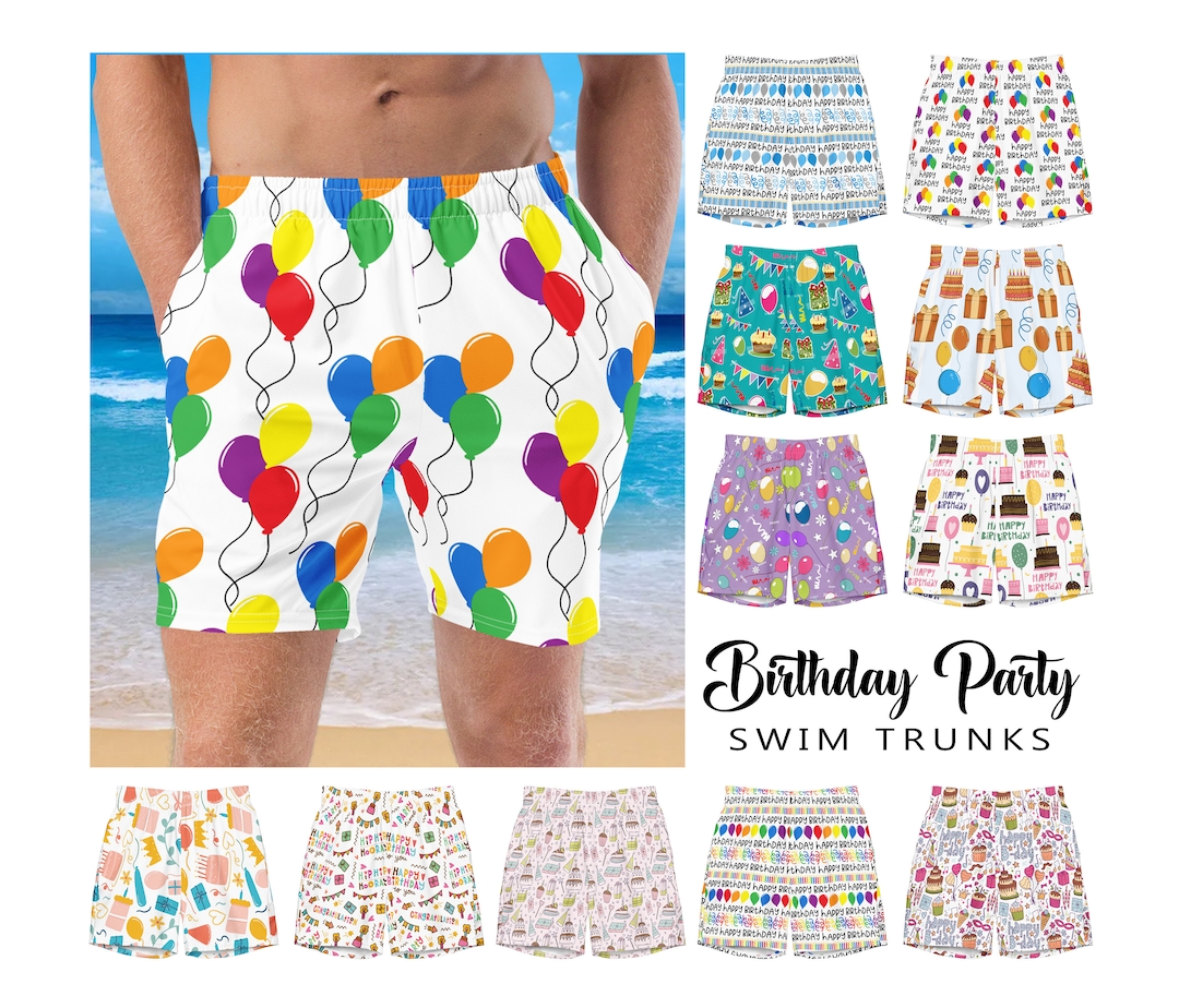 Men's Happy Birthday Swim Trunks #1 - Surprise Birthday Party ...