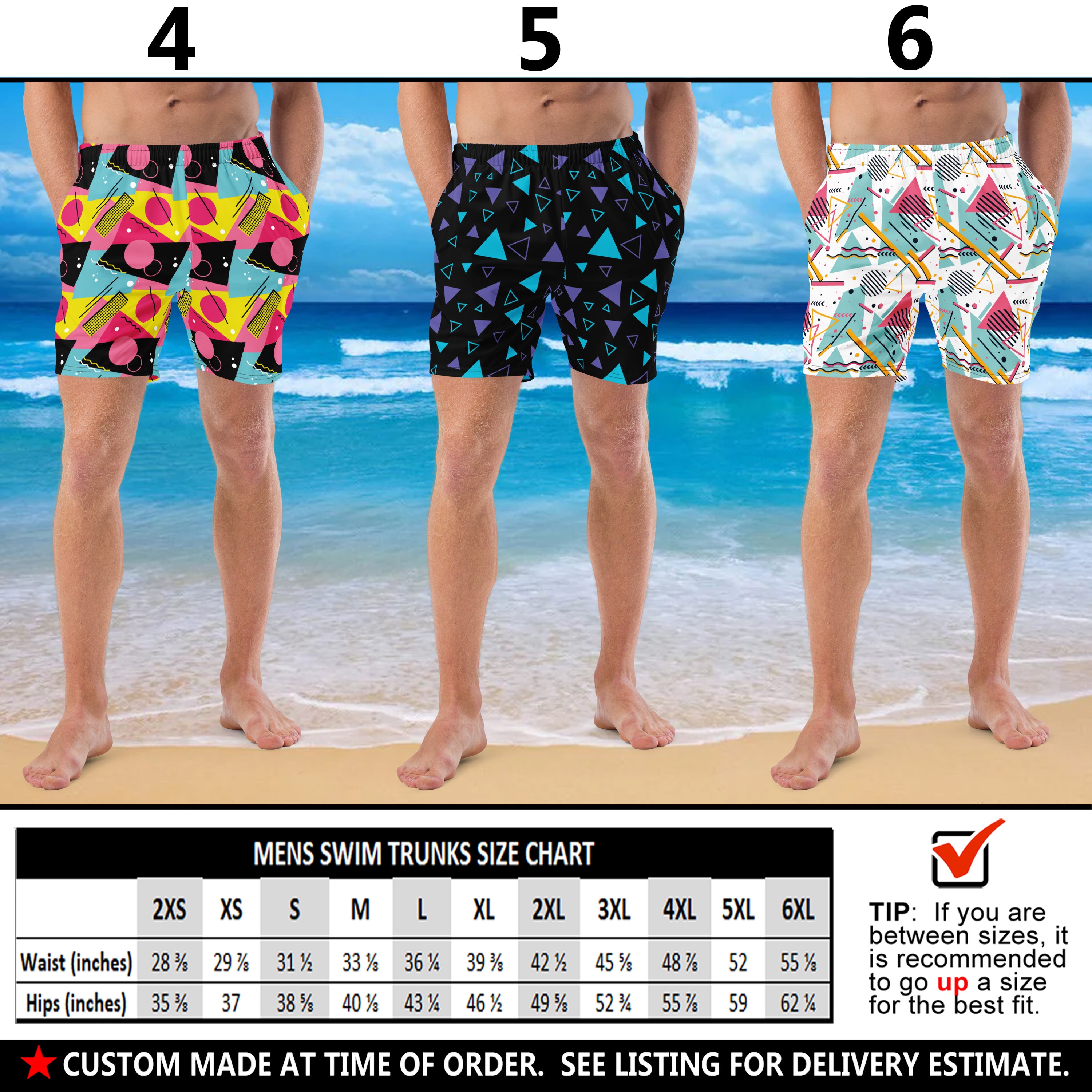 Men's Retro Neon 80s 90s Swim Trunks 7 Glow Party Memphis - Etsy