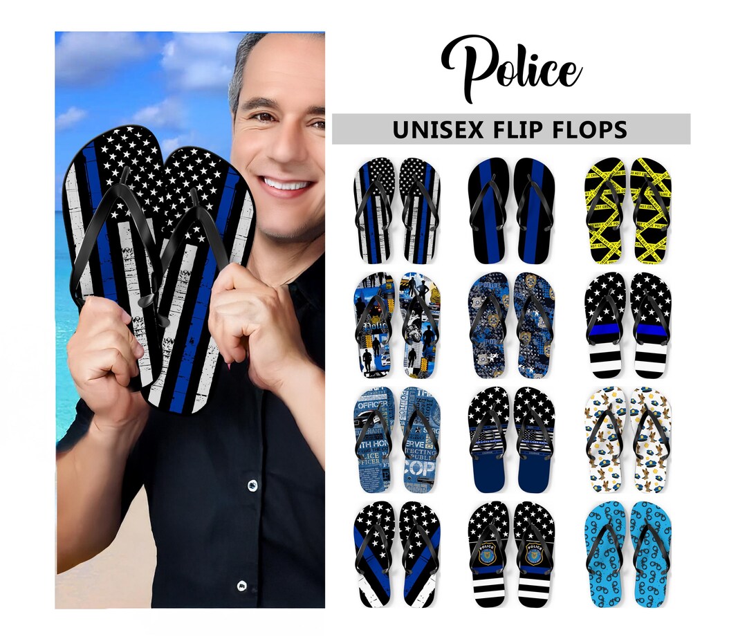 Police Unisex Flip Flops #1 - Sandals Summer Footwear Thin Blue Line ...