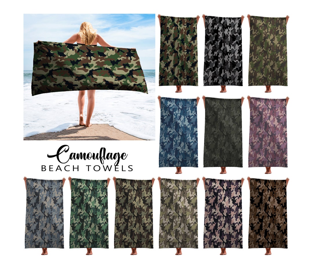 Camo Camouflage Beach Towels 1 Army Green Desert Brown Military Summer ...