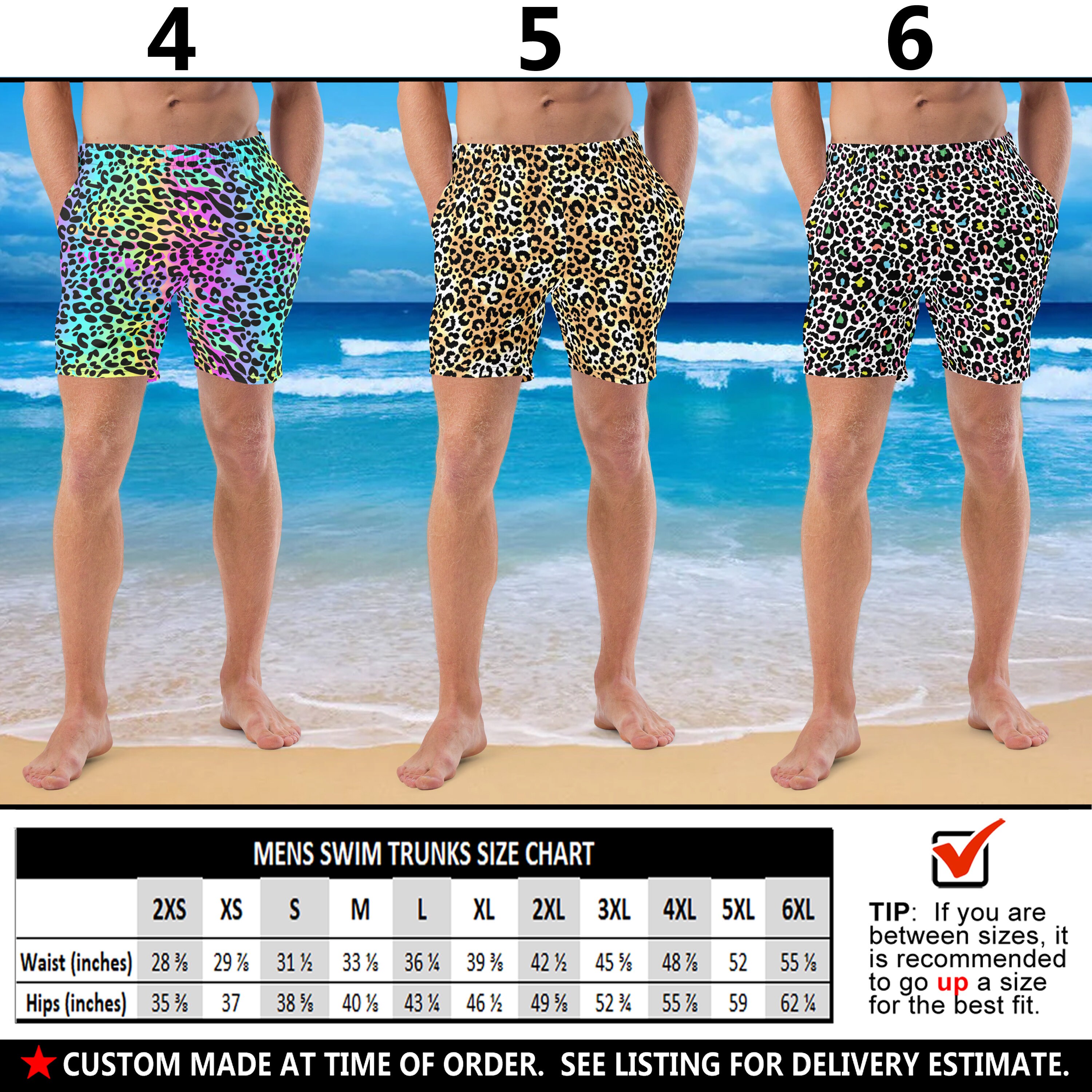 Men's Leopard Print Swim Trunks 1 Cheetah Animal Print - Etsy