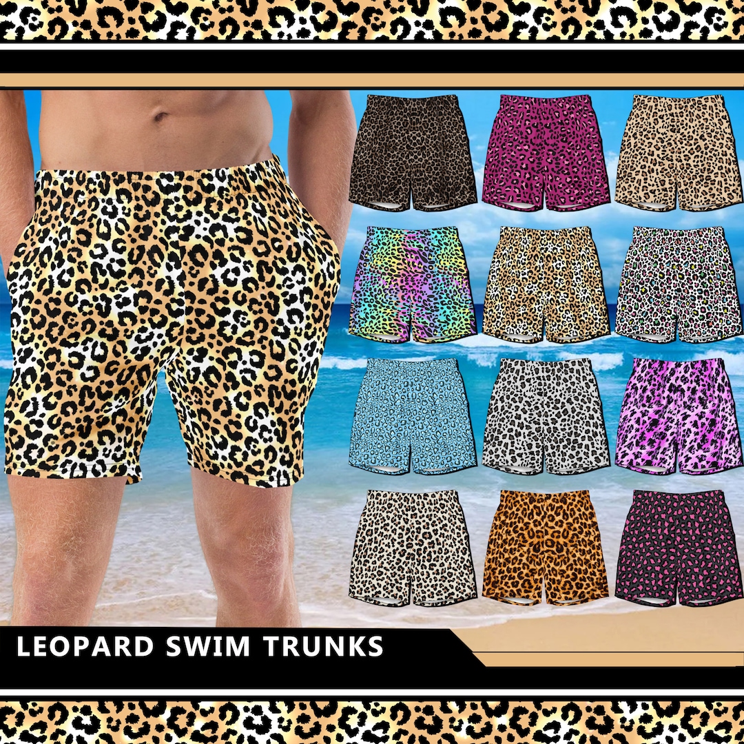 Men's Leopard Print Swim Trunks 1 Cheetah Animal Print - Etsy