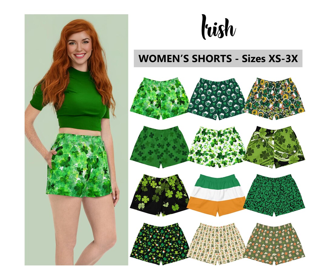 Women's Irish Shorts #1 - Athletic Shorts - Shamrocks St. Patrick's Day ...