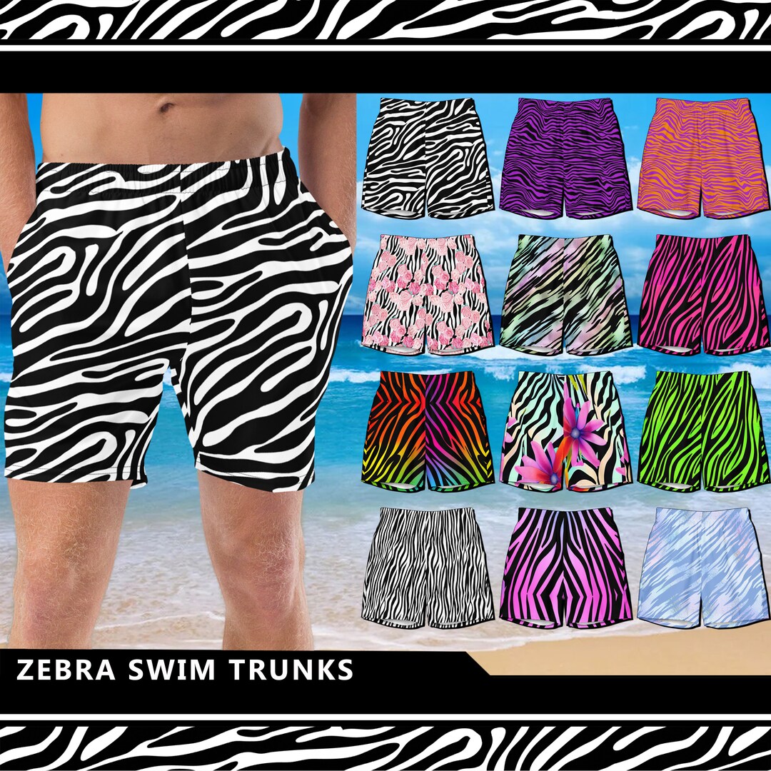 Men's Zebra Stripes Swim Trunks 1 Animal Print Jungle Safari Summer ...