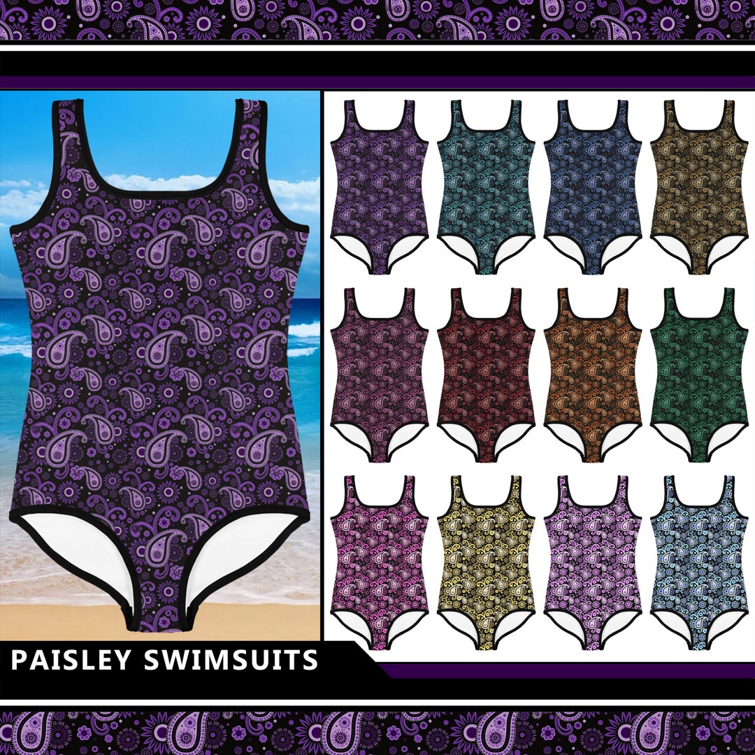 Kids Paisley Swimsuit 1 Sizes 2T-20 Baby Teens Bathing Suit Ornate ...