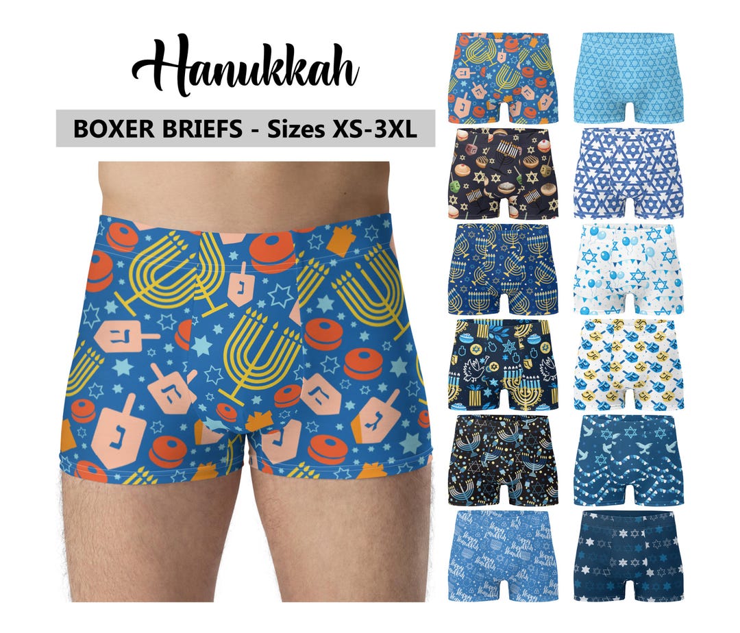 Men's Hanukkah Boxer Briefs #1 - Jewish Holiday Underwear, Hebrew ...