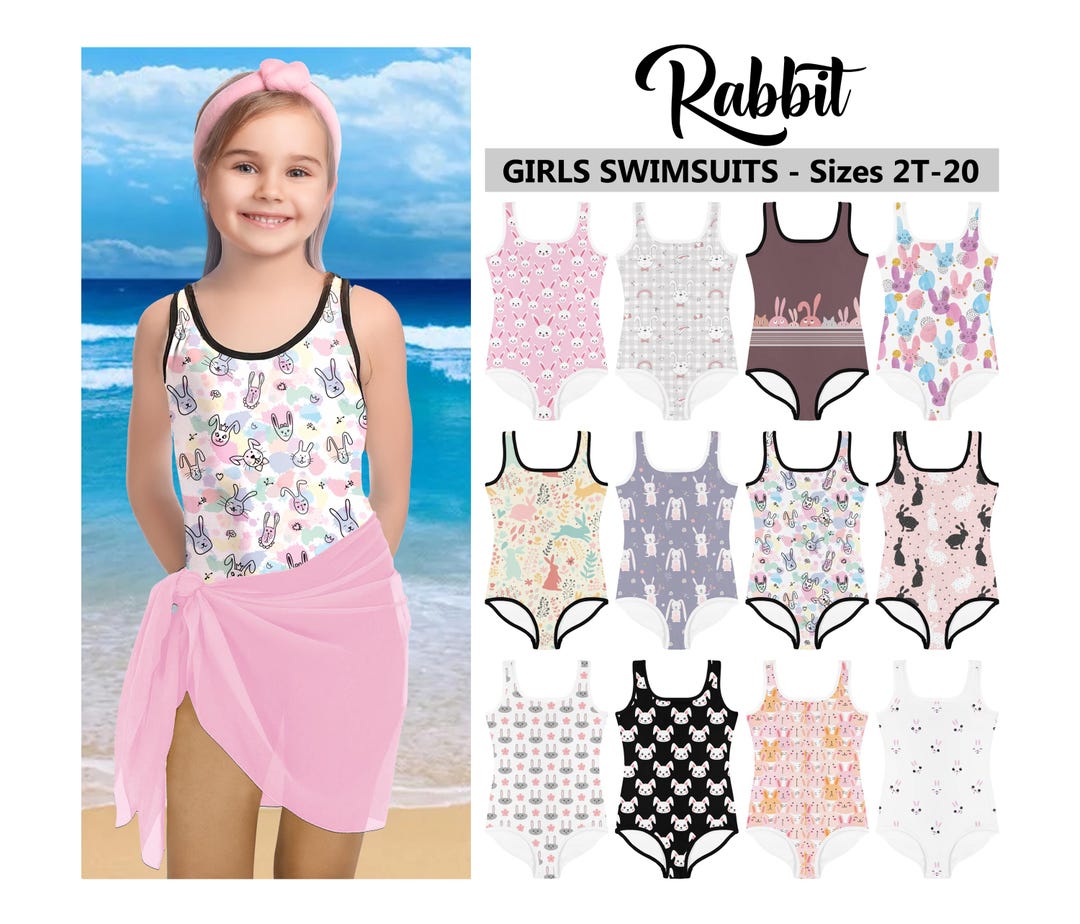 Kids Rabbit Swimsuit #1 - Sizes 2T-20 - Baby Teens Bathing Suit - Pink ...