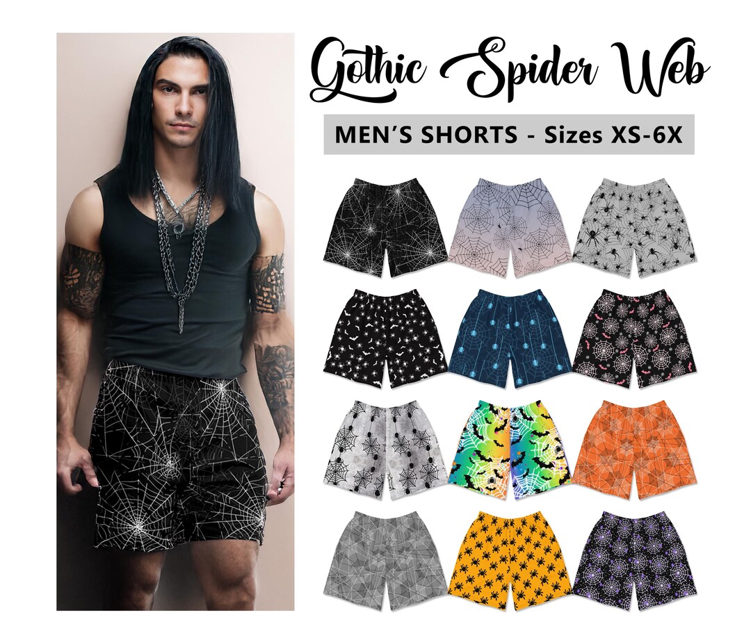 Men's Gothic Spider Web Athletic Shorts #2 - Goth Scary Horror Dark ...