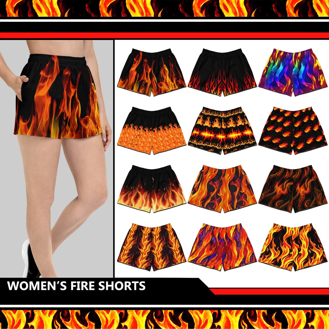 Women's Fire Flames Shorts 1 Athletic Shorts Flaming - Etsy