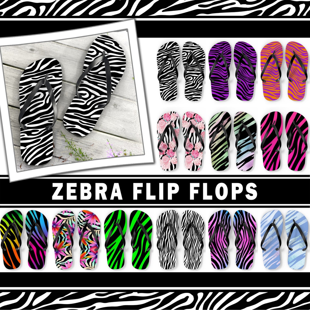 Zebra Stripes Unisex Flip Flops 1 Safari Animal Print Jungle Stripes ...