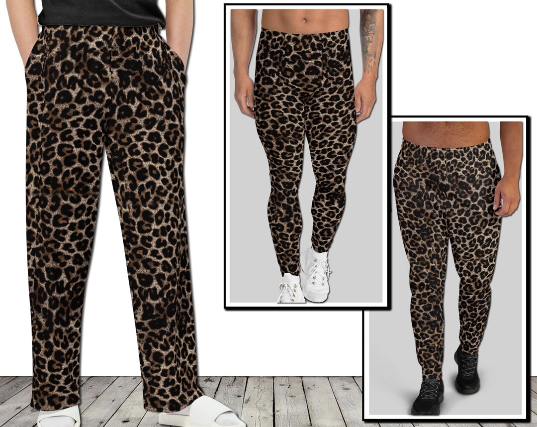 Mens Pants Leopard 1 Athletic Leggings Joggers Workout Active Leisure ...