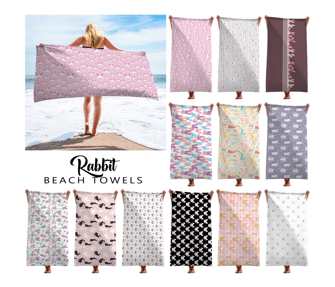 Rabbit Beach Towels 1 Bunny Rabbit Towel Animal Print Towel Bunny Theme ...