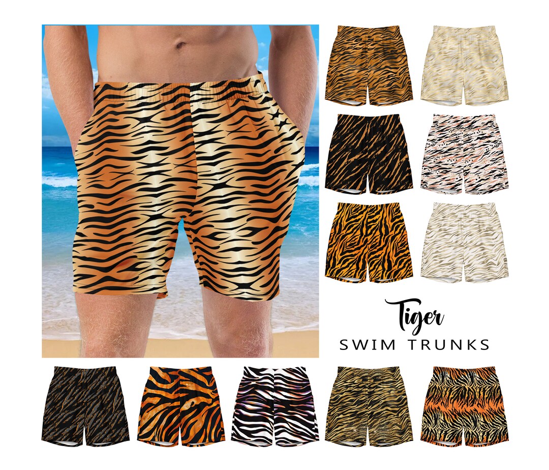 Men's Tiger Stripes Swim Trunks #1 - Animal Print Big Jungle Cat Lover ...
