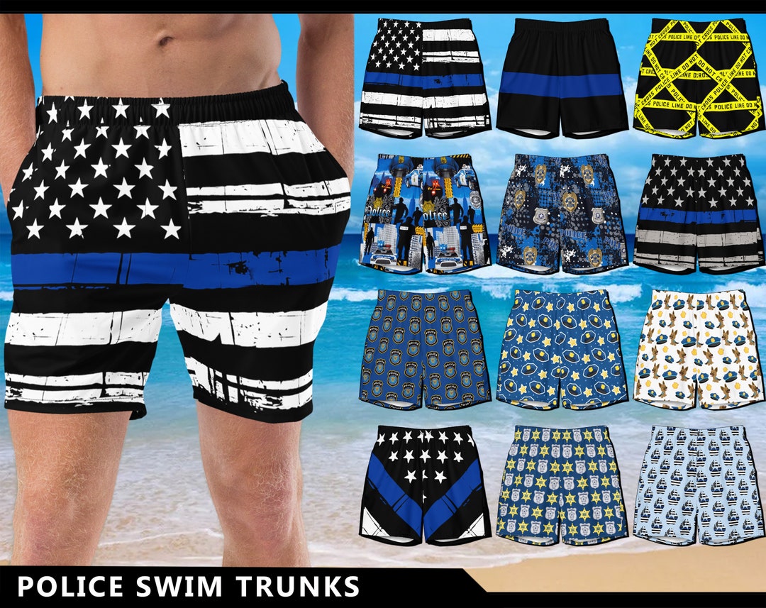 Men's Police Swim Trunks 1 Thin Blue Line American Flag - Etsy
