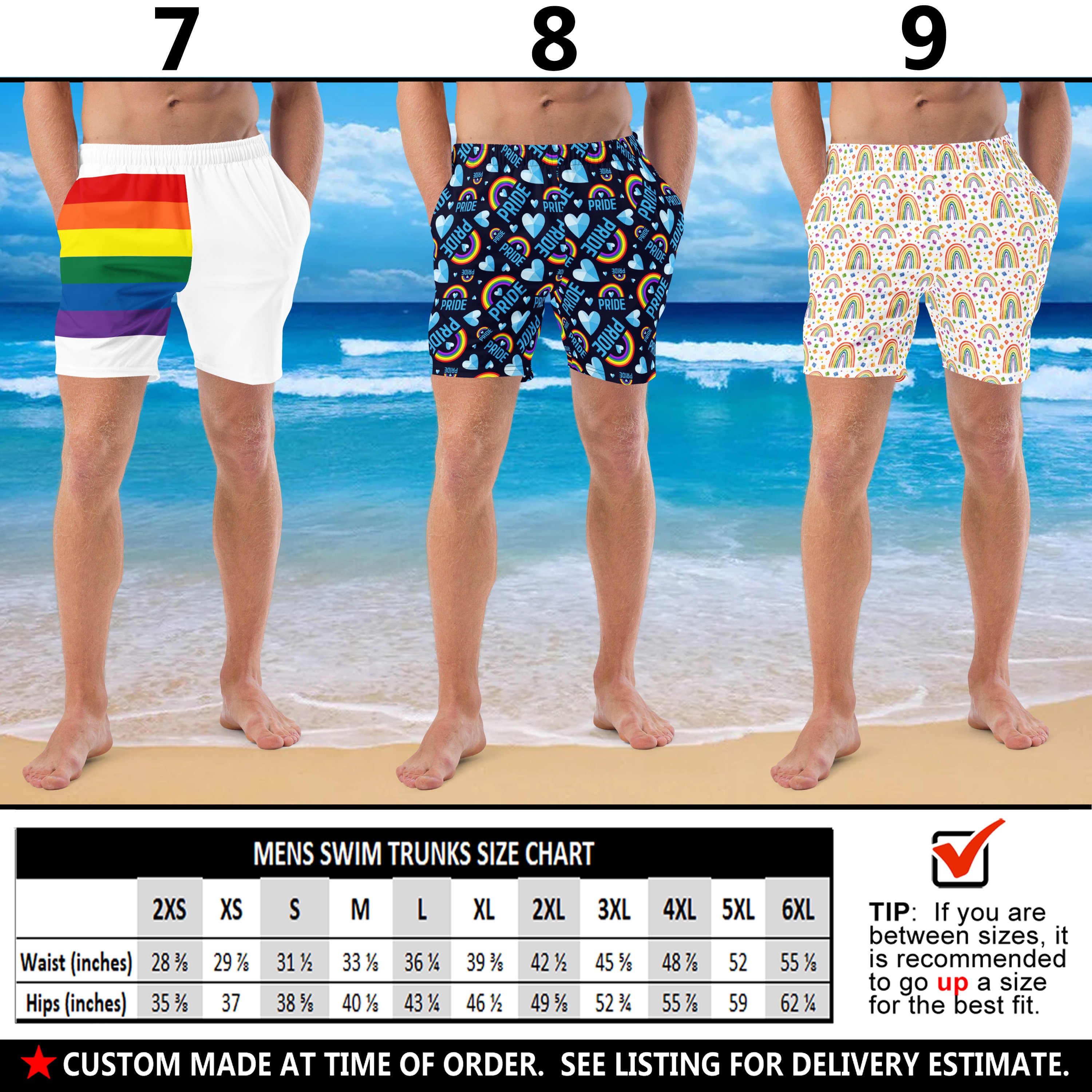 Men's Gay Pride Swim Trunks 1 Pride Month Parade Rainbow - Etsy