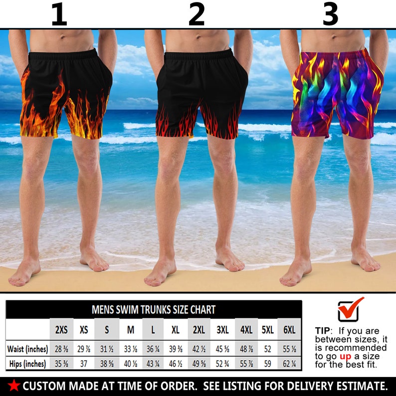 Men's Fire Flames Swim Trunks #1 Fiery Flaming Flames Firefighter ...