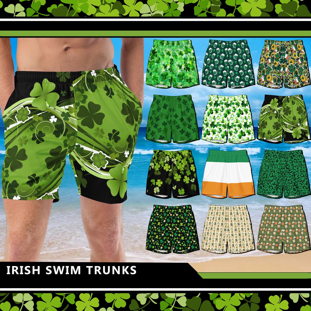 Men's Irish Swim Trunks 1 Irish Flag Shamrocks St. Patrick's Day Green ...