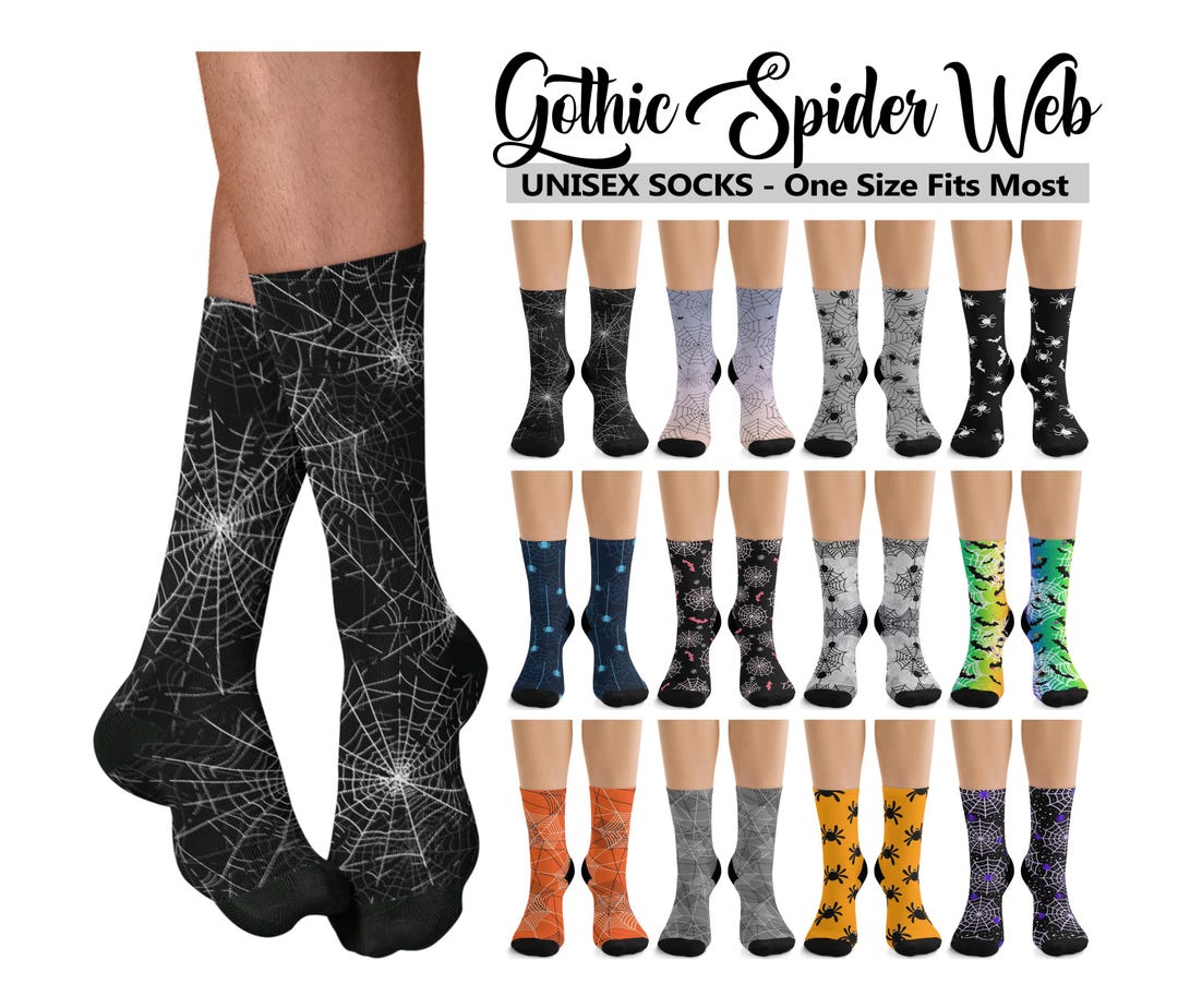 Gothic Spider Web Crew Socks #2 - Unisex - Premium Quality - Spiders ...