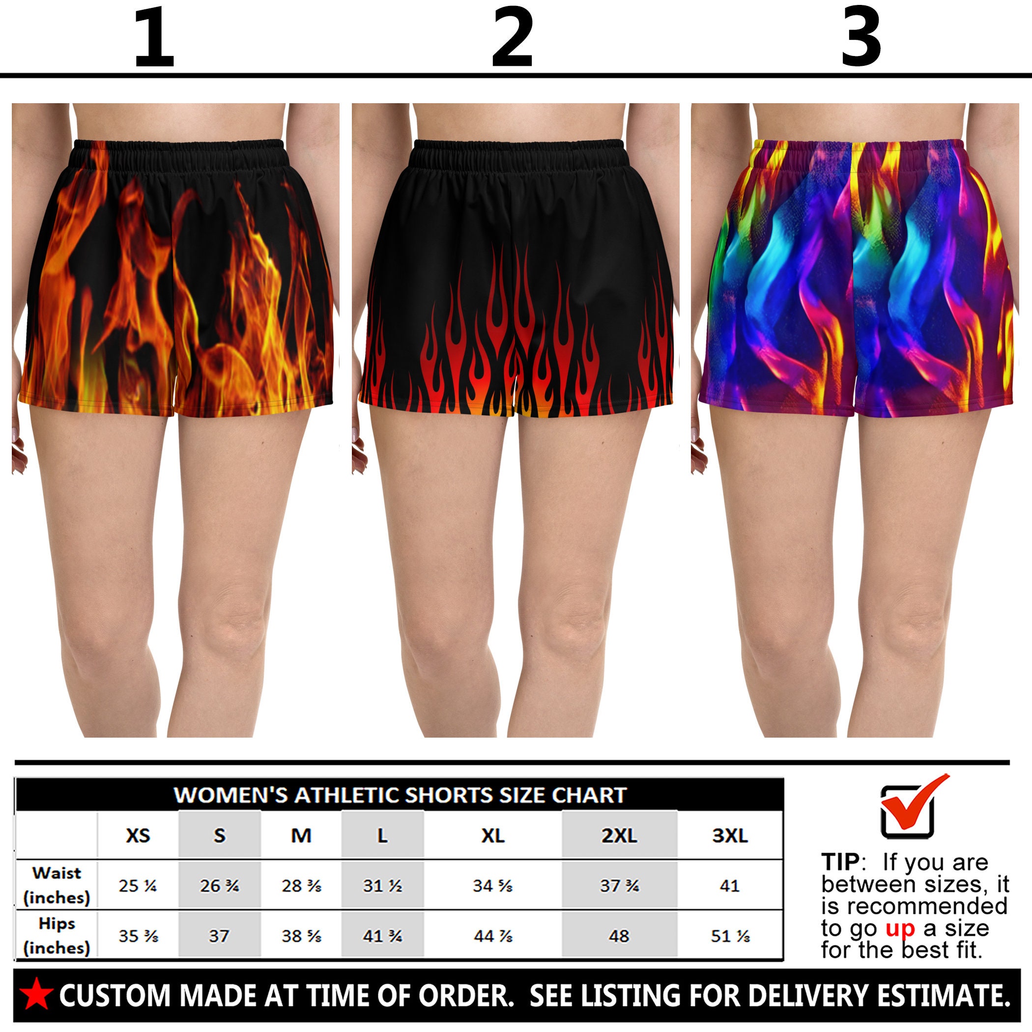 Women's Fire Flames Shorts 1 Athletic Shorts Flaming Flames Girl on ...