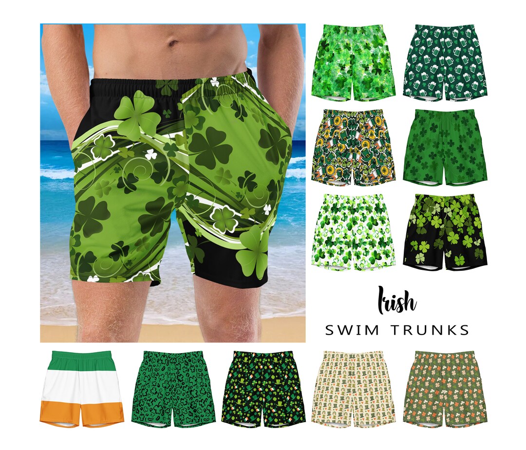 Men's Irish Swim Trunks #1 Irish Flag Shamrocks St. Patrick's Day Green ...