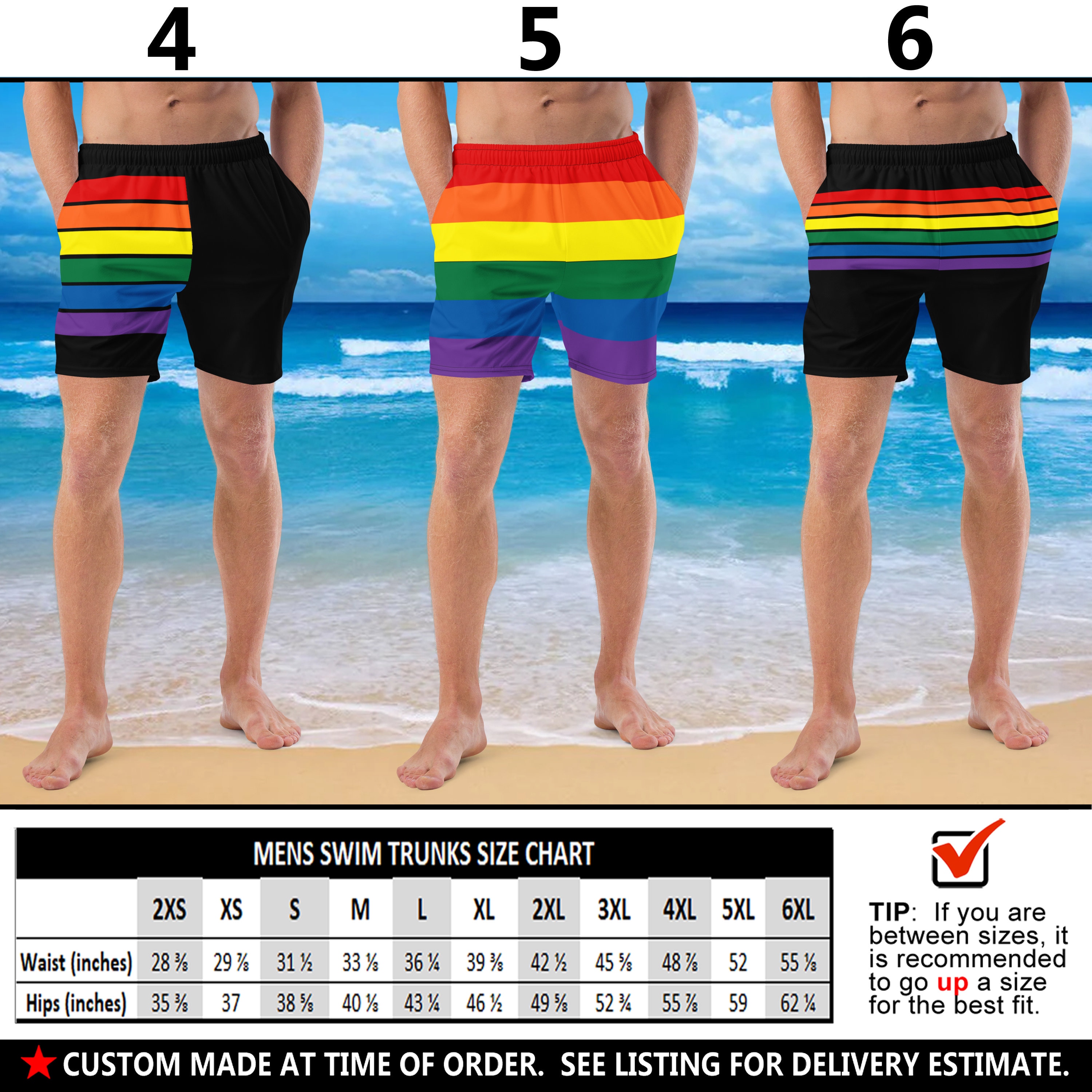 Men's Gay Pride Swim Trunks 1 Pride Month Parade Rainbow - Etsy