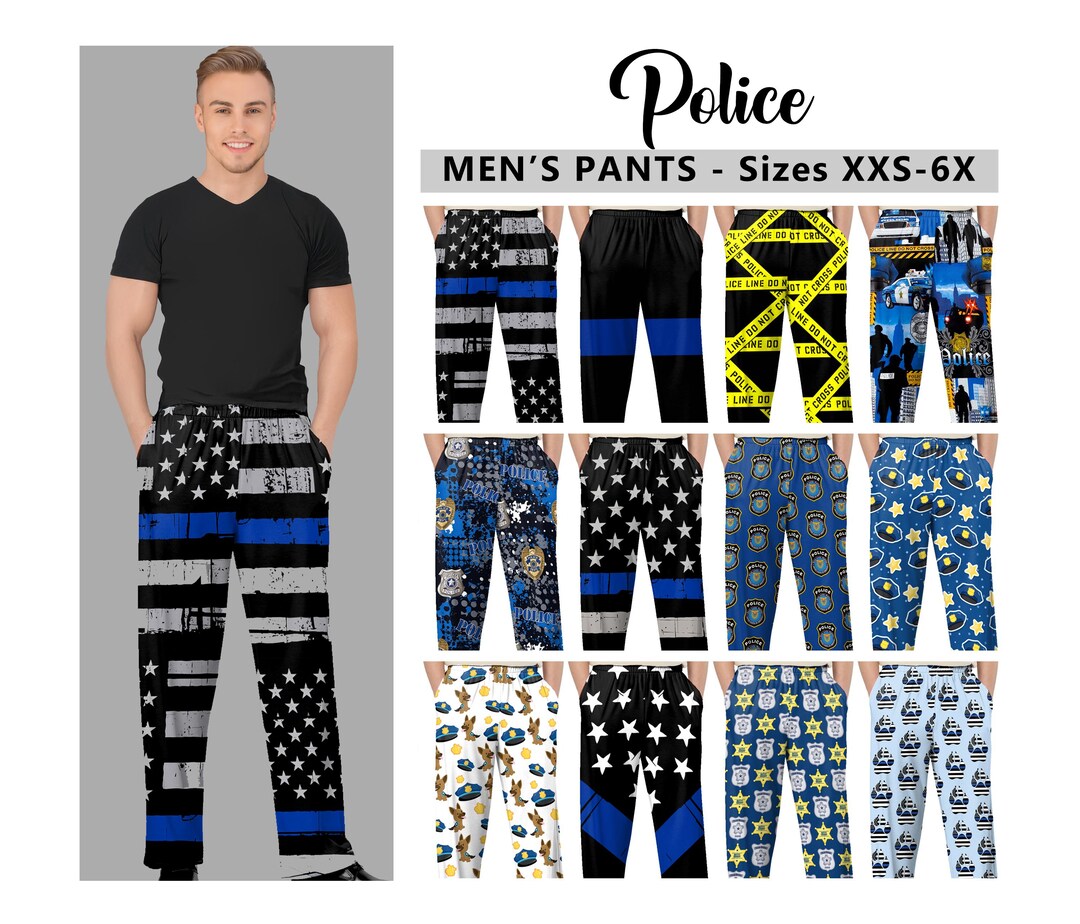 Men's Police Themed Pants #1 - Wide Leg Pants - Thin Blue Line American ...