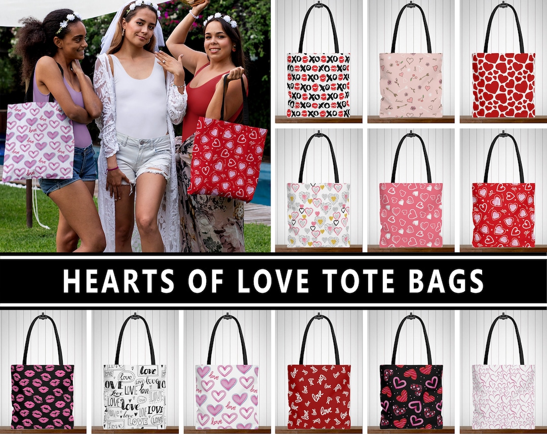 Valentine's Day Tote Bags 1 Love Hearts Kisses Hugs XOXO Lips Fashion ...