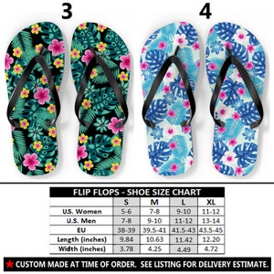 Tropical Flowers Unisex Flip Flops 1 Floral Hibiscus Beach Island ...