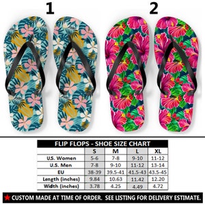 Tropical Flowers Unisex Flip Flops 1 Floral Hibiscus Beach Island ...