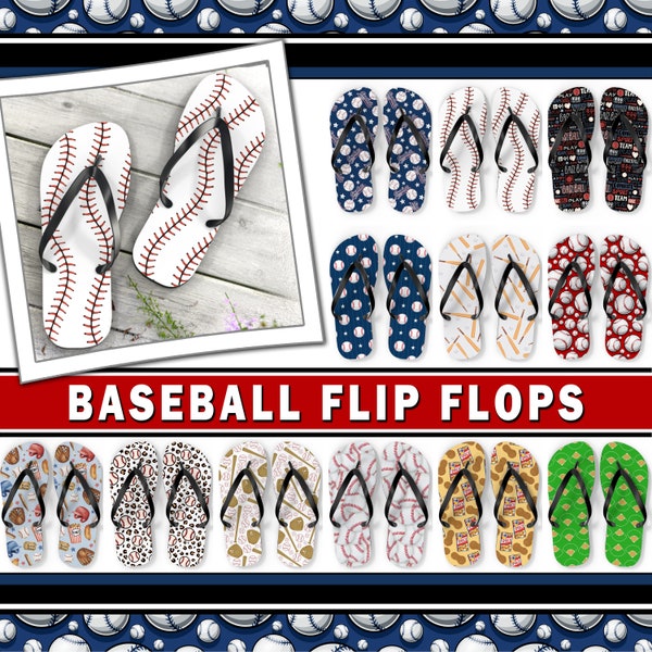 Baseball Flip Flops - Etsy