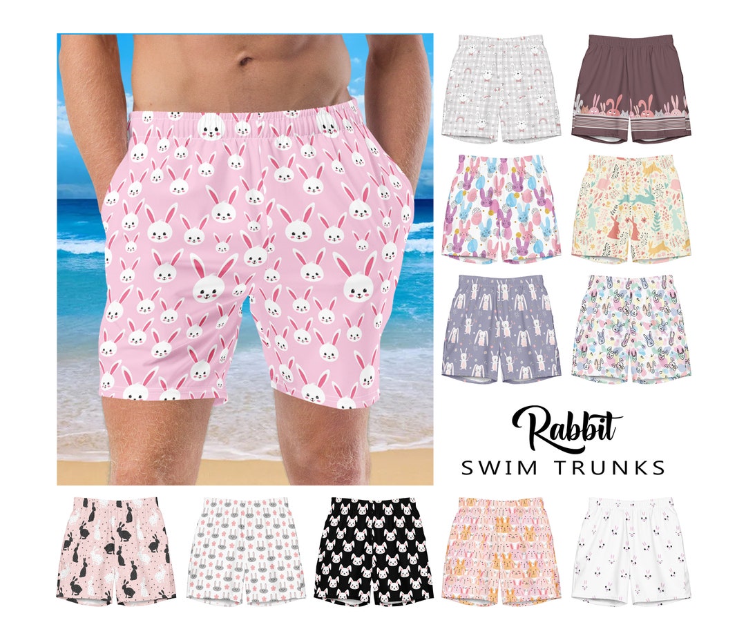 Men's Rabbit Swim Trunks #1 - Pink Bunny Bunnies Easter Cute Holiday ...