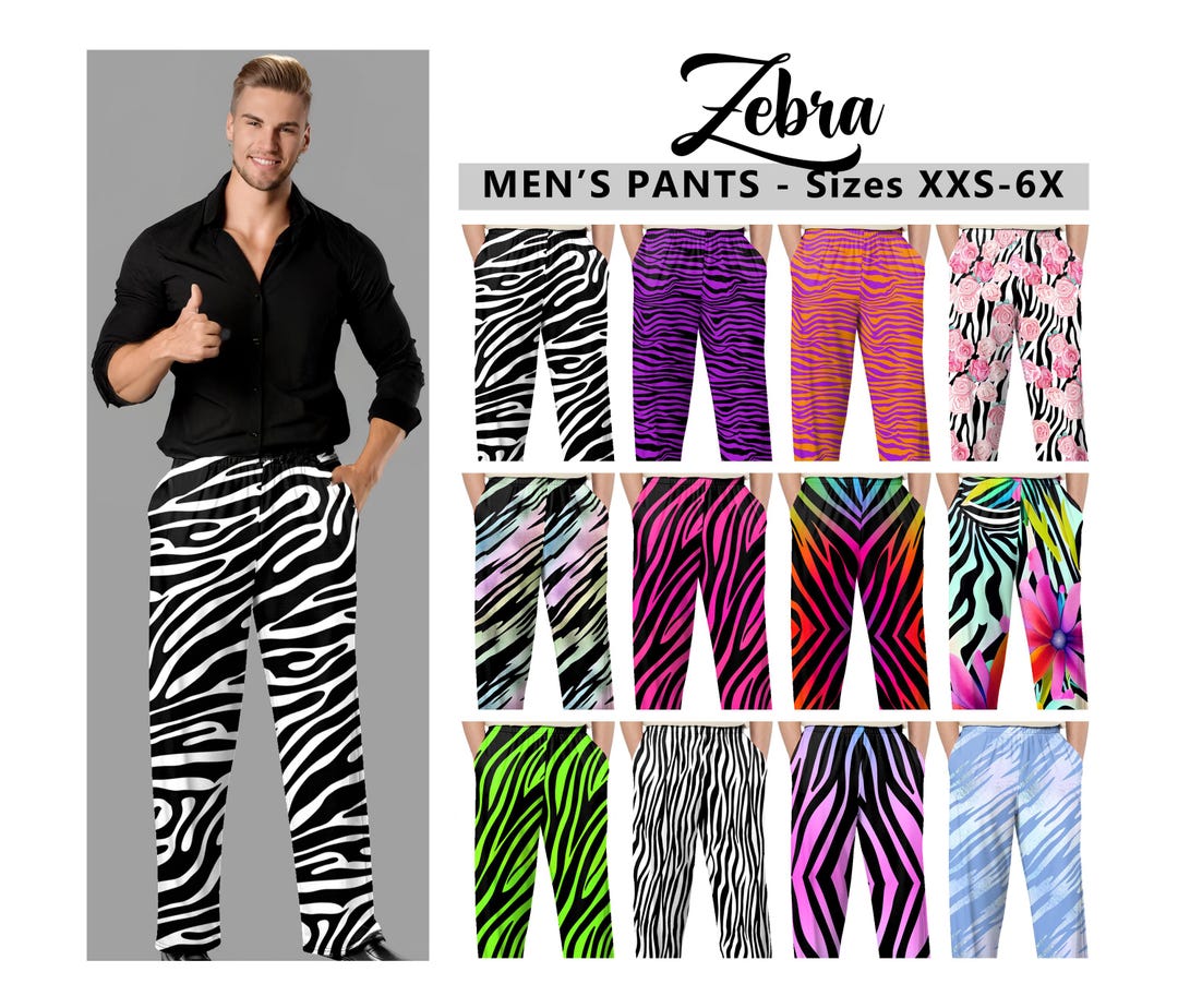 Men's Zebra Stripes Pants #1 - Wide Leg Pants - Animal Print Pants ...