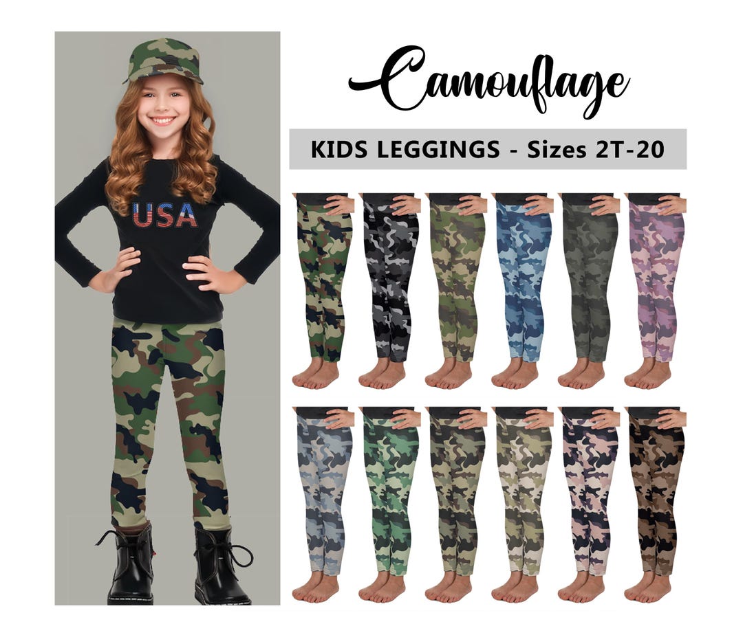 Kids Camo Leggings #1 - Boys Girls Baby Toddler Teen Camouflage Army ...