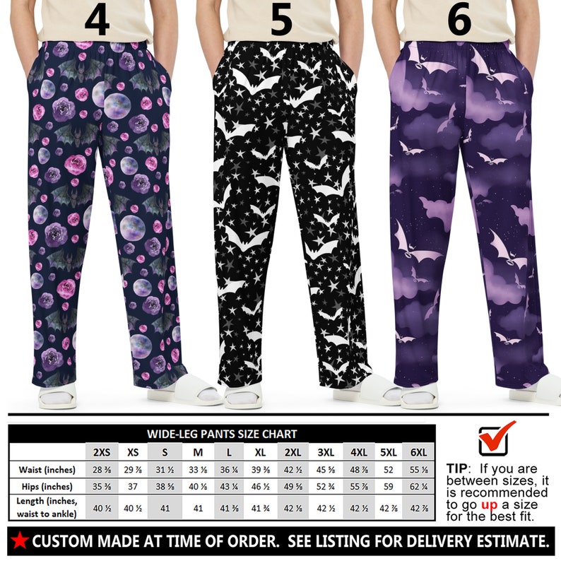 Men's Gothic Bats Pants 4 Wide Leg Pants Goth Fashion Halloween Black ...