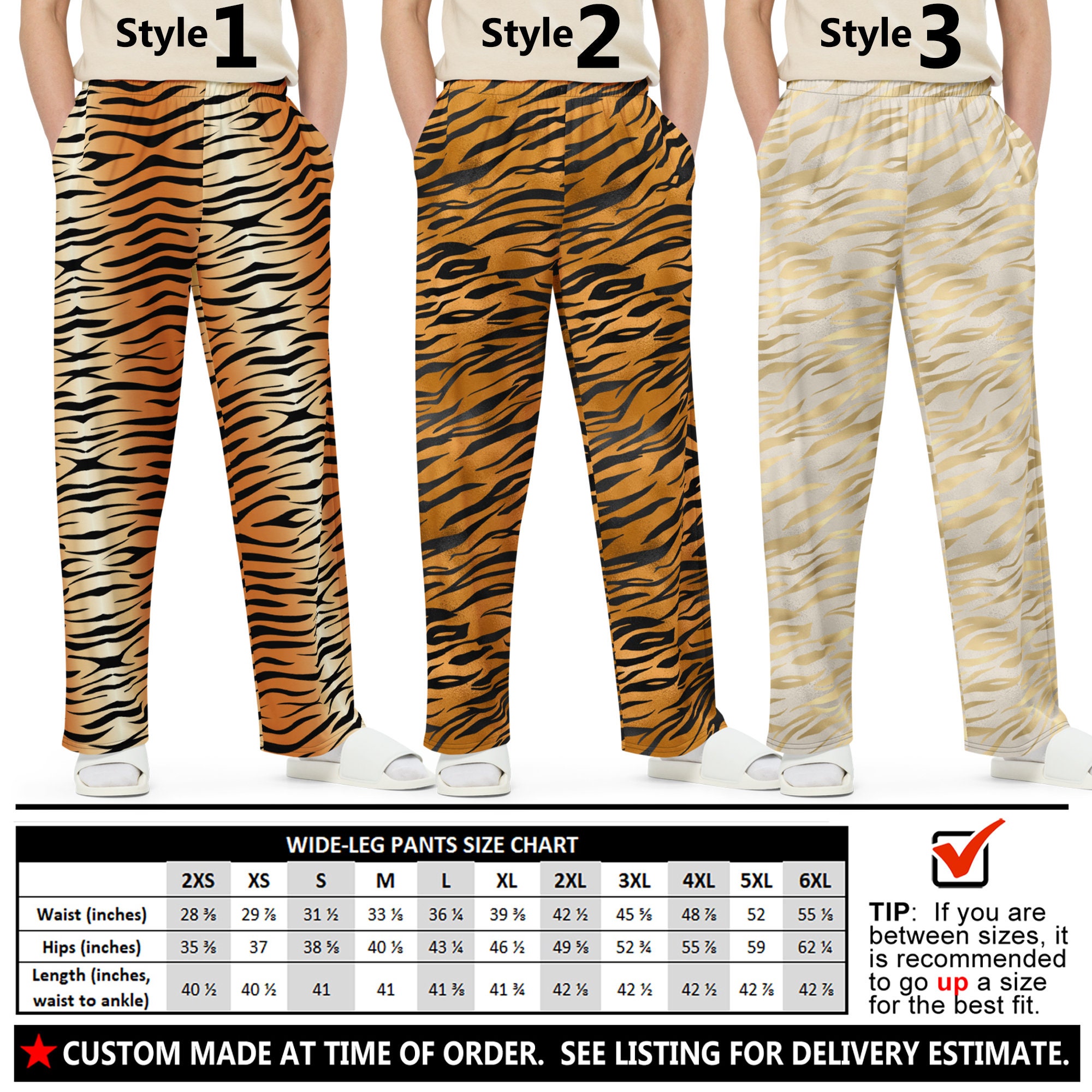 Men's Tiger Stripes Pants 1 Wide Leg Pants Animal Print Big Jungle Cat ...