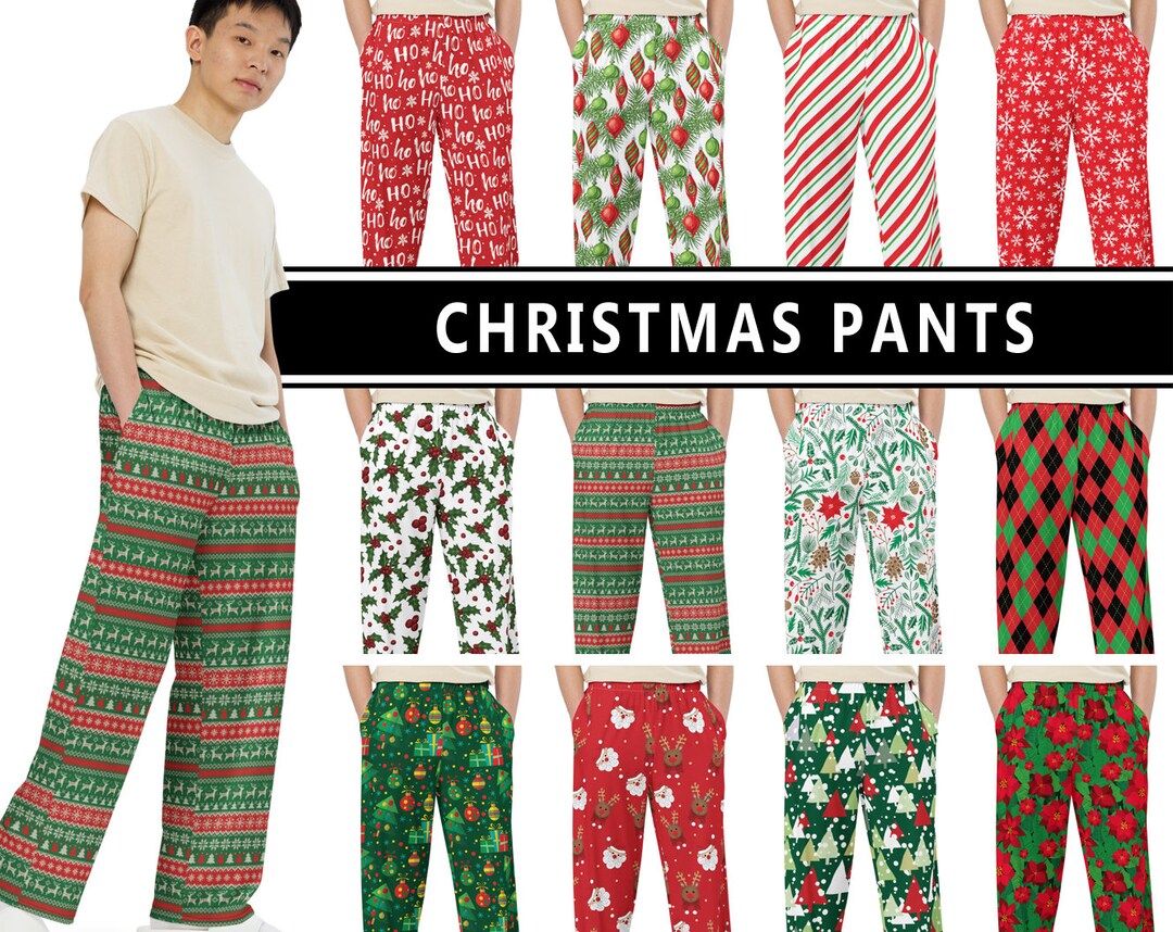 Men's Christmas Pants 1 Wide Leg Men Santa Candy Cane - Etsy