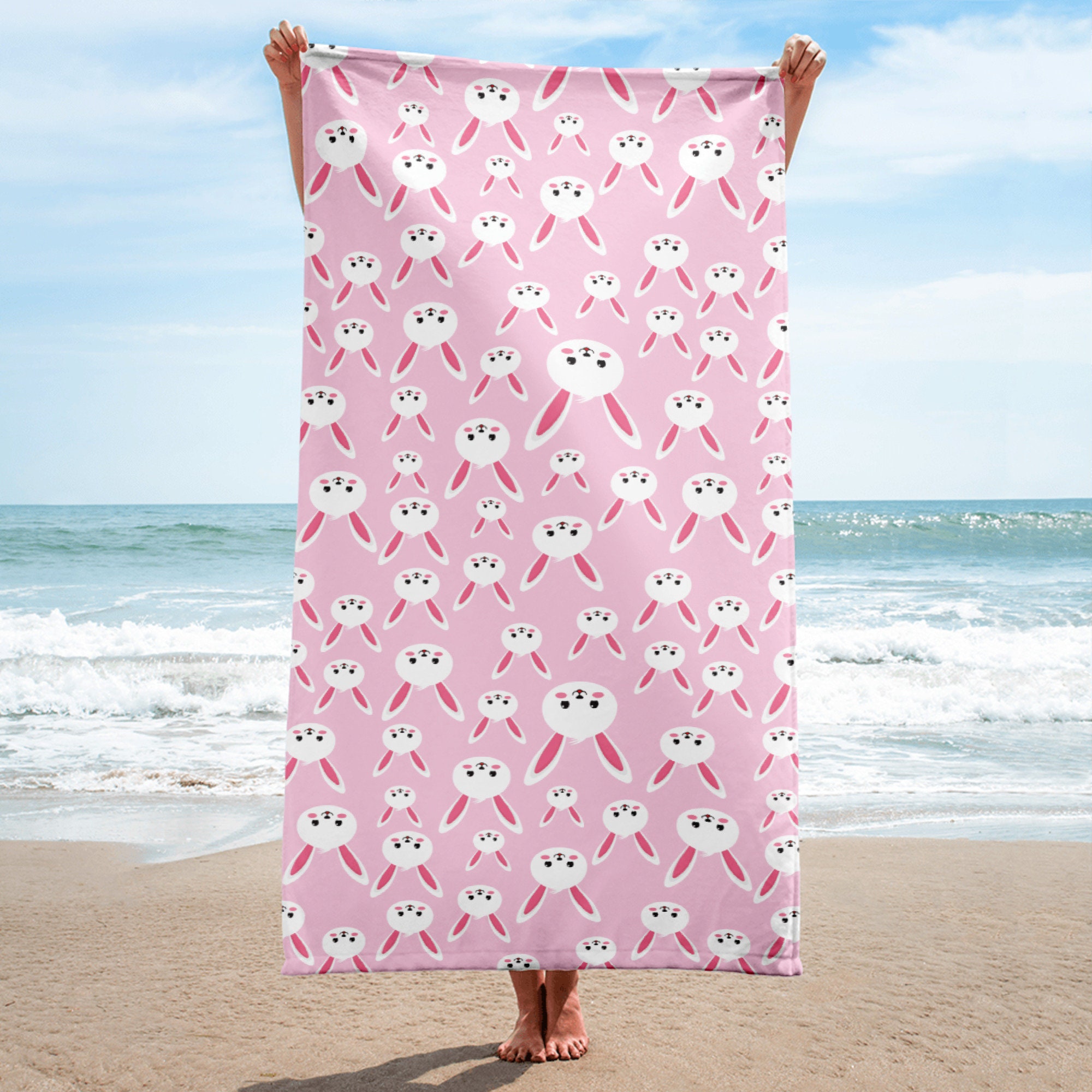 Beach Towel Rabbit 1 Super Cute Summer Fashion Towel Pink Bunny Bunnies ...