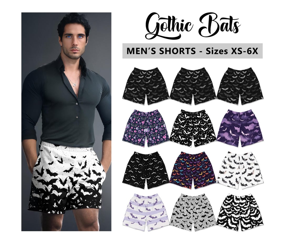 Men's Gothic Bats Athletic Shorts #4 - Goth Fashion Halloween Black ...