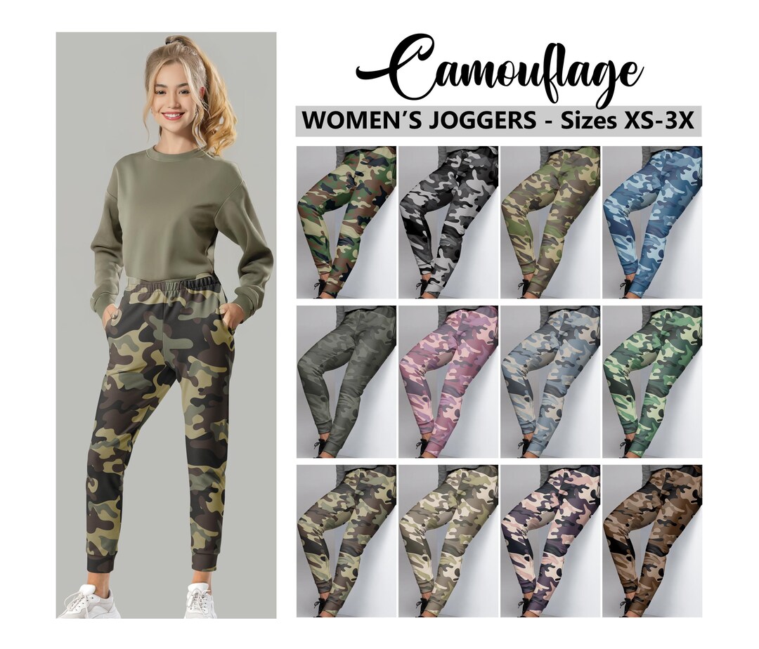 Women's Camouflage Joggers #1 - Slim Fit - Camo Joggers, Army Green ...