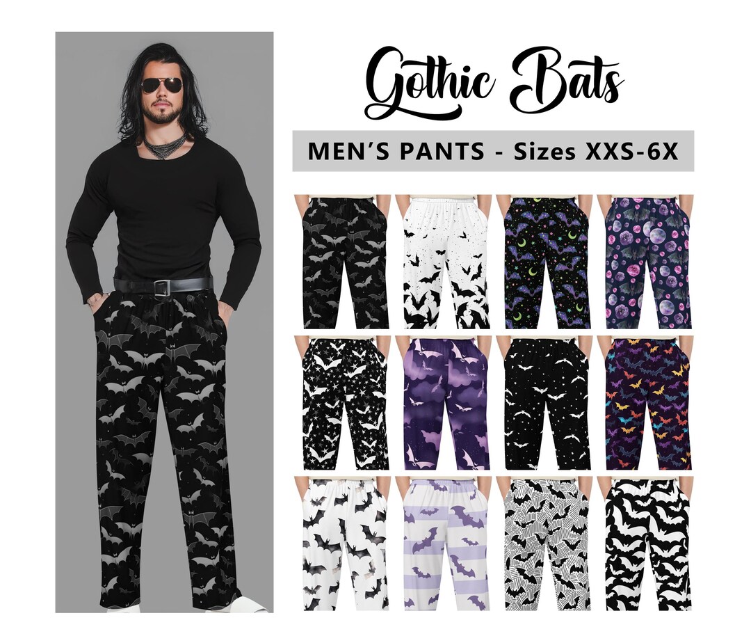 Men's Gothic Bats Pants #4 - Wide Leg Pants - Goth Fashion Halloween ...