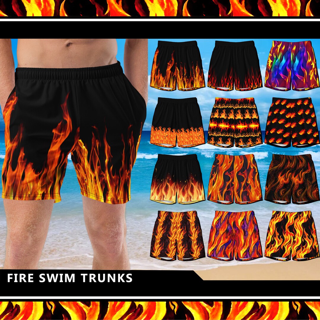 Men's Fire Flames Swim Trunks 1 Fiery Flaming Flames - Etsy