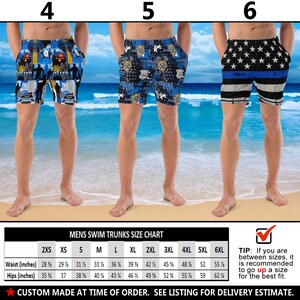 Men's Police Swim Trunks #1 - Thin Blue Line American Flag Officer Cop ...