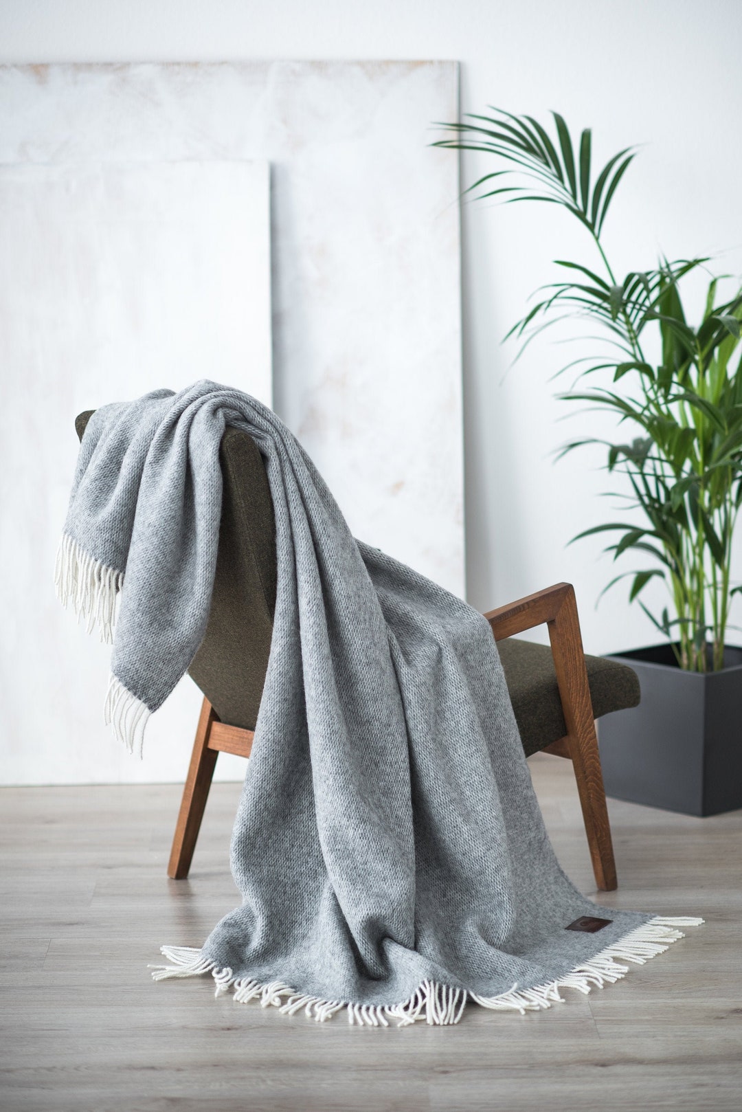 Throw Blanket Wool Wool Blanket Throw Sofa Throw Big Gray - Etsy