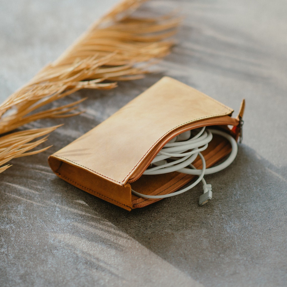 Charger Cable Bag Macbook Charger Pouch Leather Power Cord - Etsy