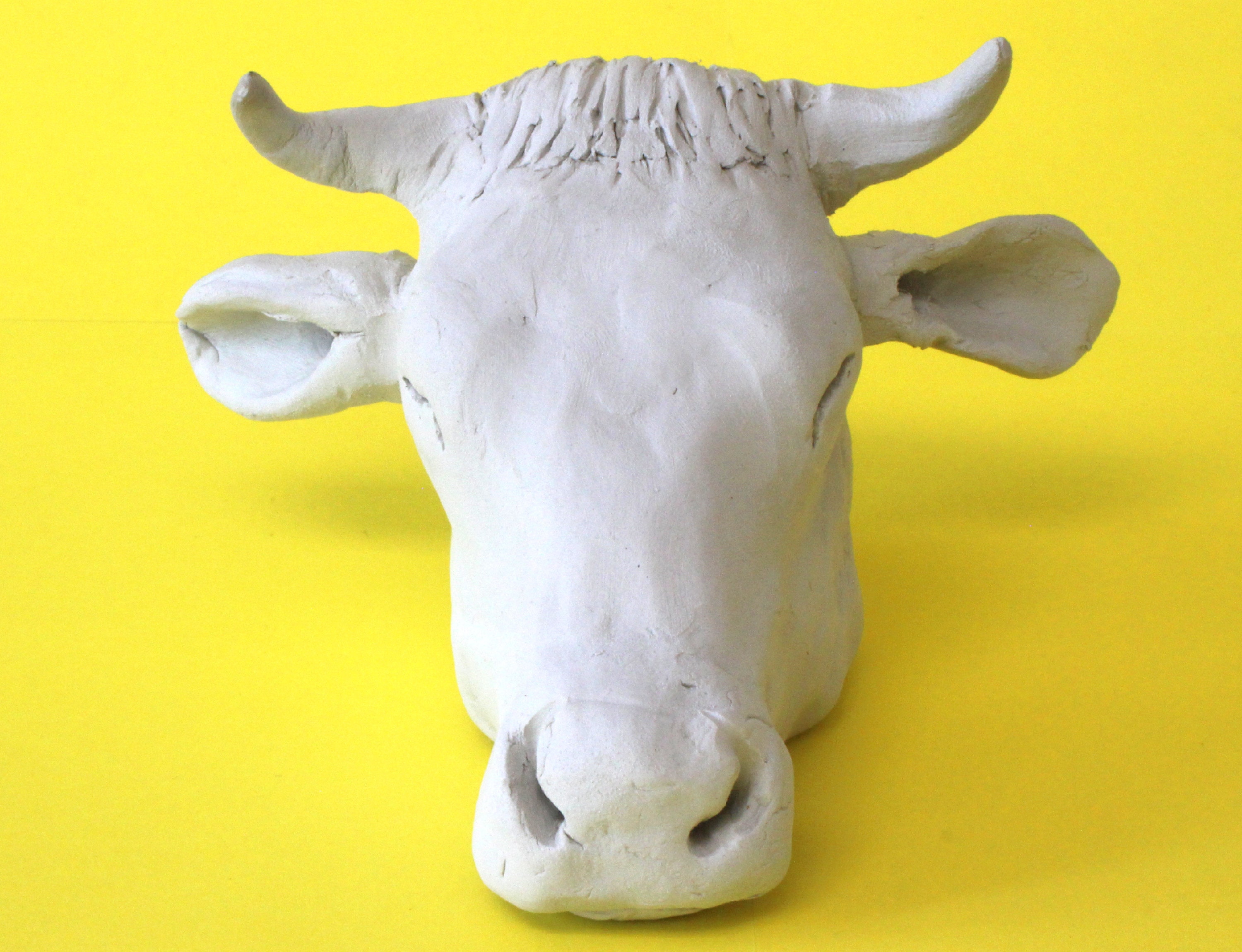 Cow Head White Clay Sculpture - Etsy