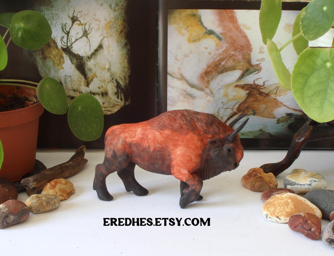 Bison | 8.5cm Tall | Clay Sculpture Figures | Inspired by the Lascaux ...