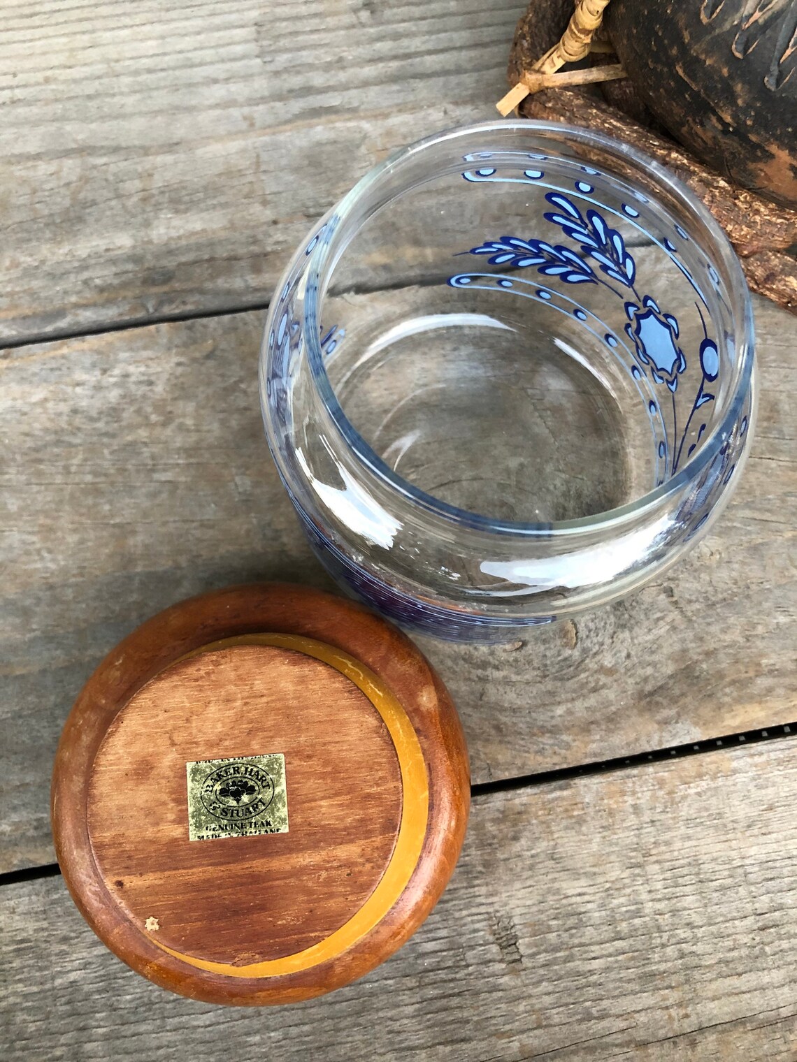 Vintage Glass Apothecary Jar Bubble Lid Teak Lid Clear | Etsy