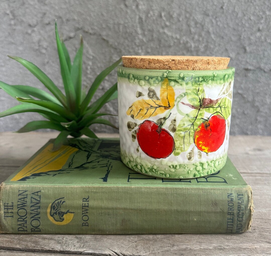 Italian Pottery Jar With Cork Lid / Planter / Pot / Cylinder - Jam ...