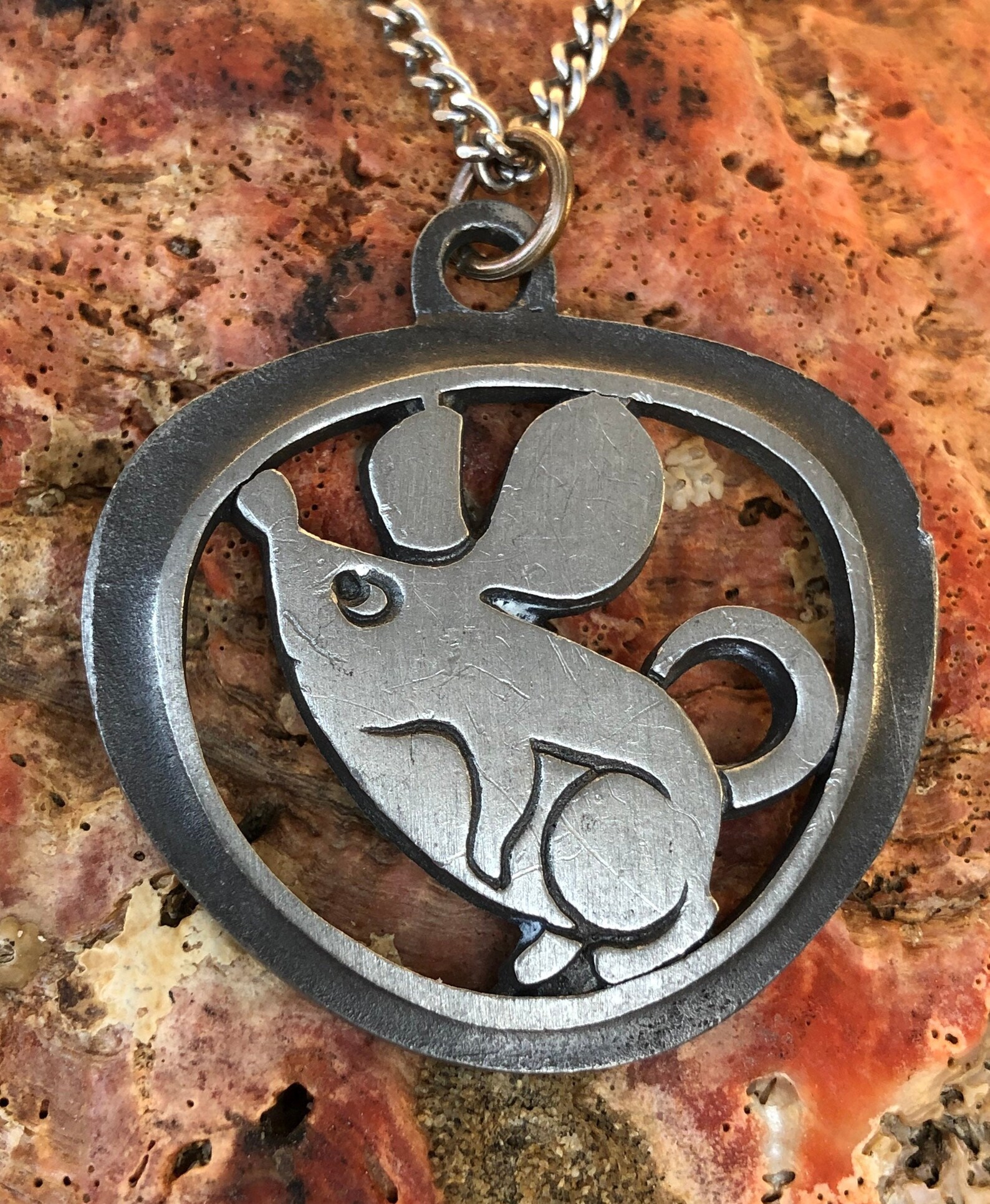 Swedish Modernist Mouse Pendant Necklace Pewter tenn made in - Etsy